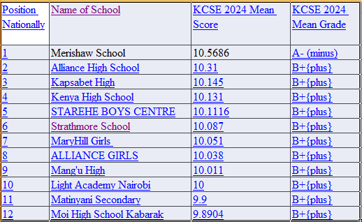 Exclusive: Kenya's top 400 schools in 2024 KCSE Exams - Education News Hub