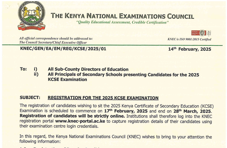 2025 KCSE candidates registration dates, guidelines: Ultimate Knec ...